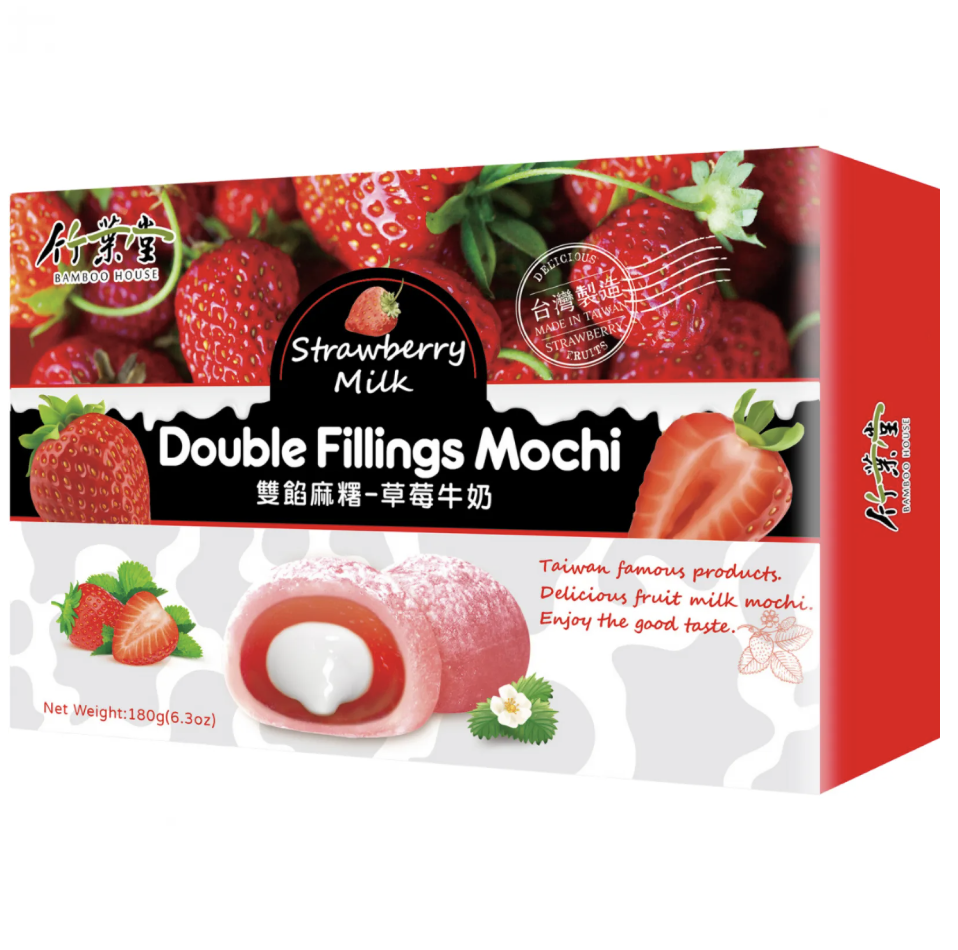 BAMBOO HOUSE Double Filling Mochi Strawberry Milk Flavor 180g｜竹叶堂 双馅麻薯 草莓牛奶味 180g | GC Espoo